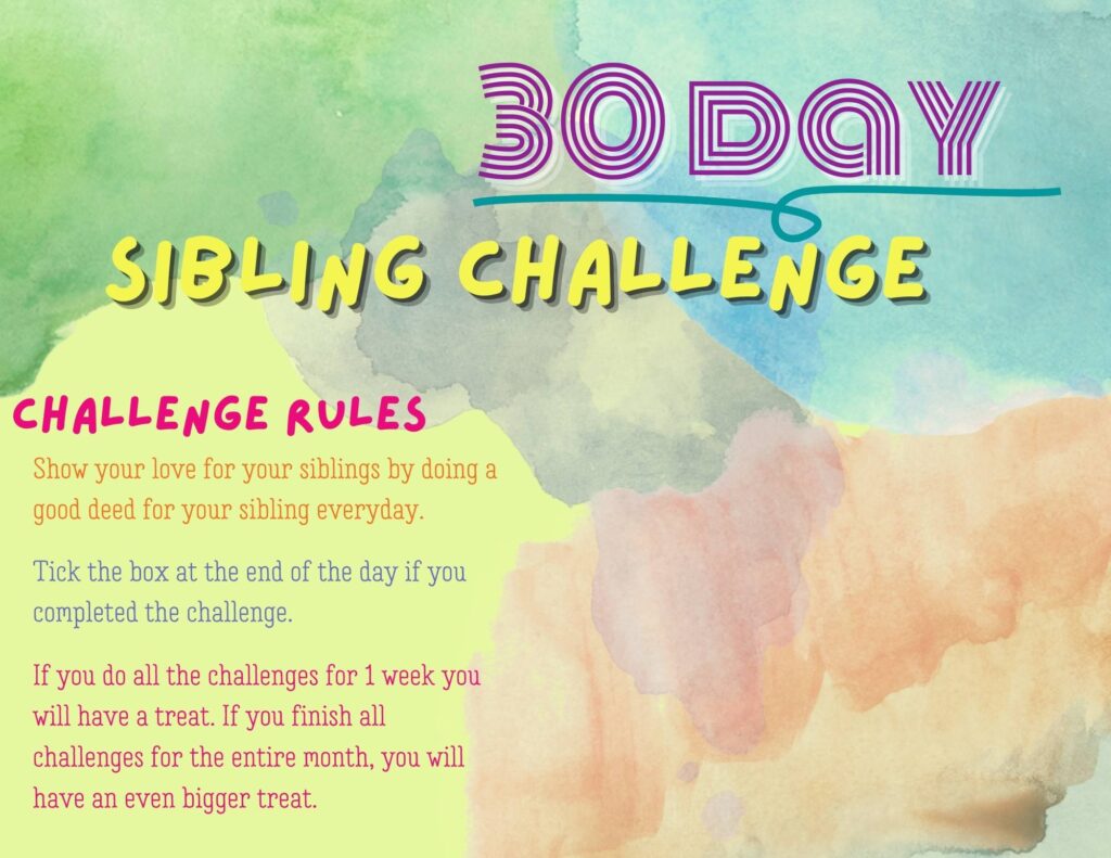 Sibling 30-Day Kindness Challenge - Hess UnAcademy