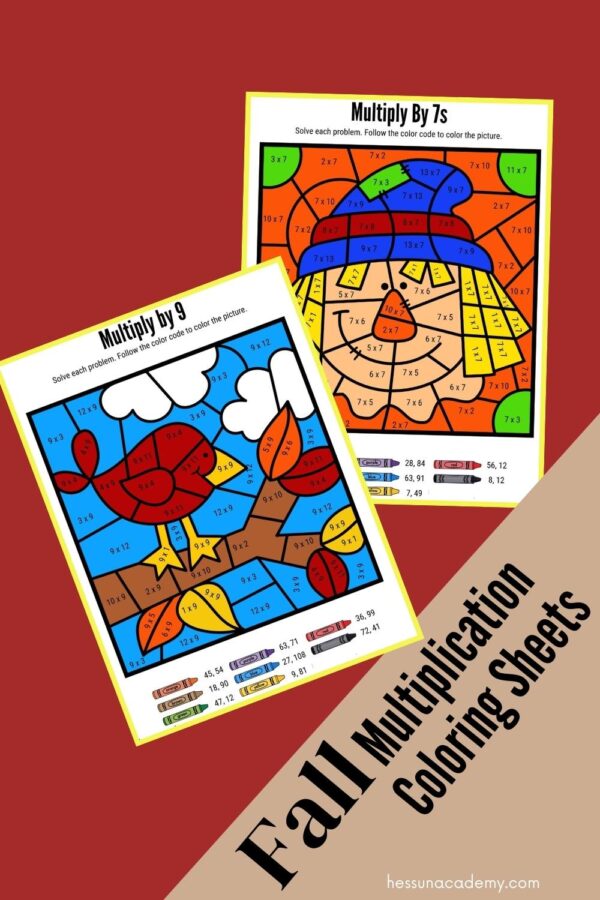 Free Fall Multiplication Color By Number Worksheets | Because Math ...