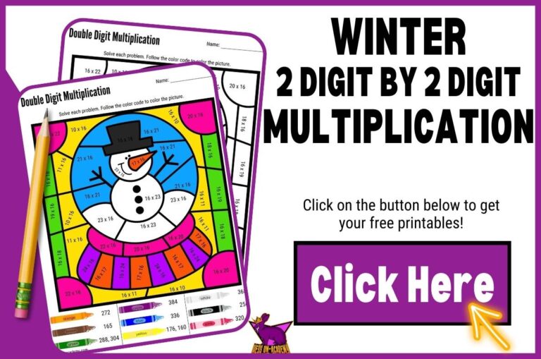 Free Winter 2 Digit by 2 Digit Multiplication Coloring Worksheets ...