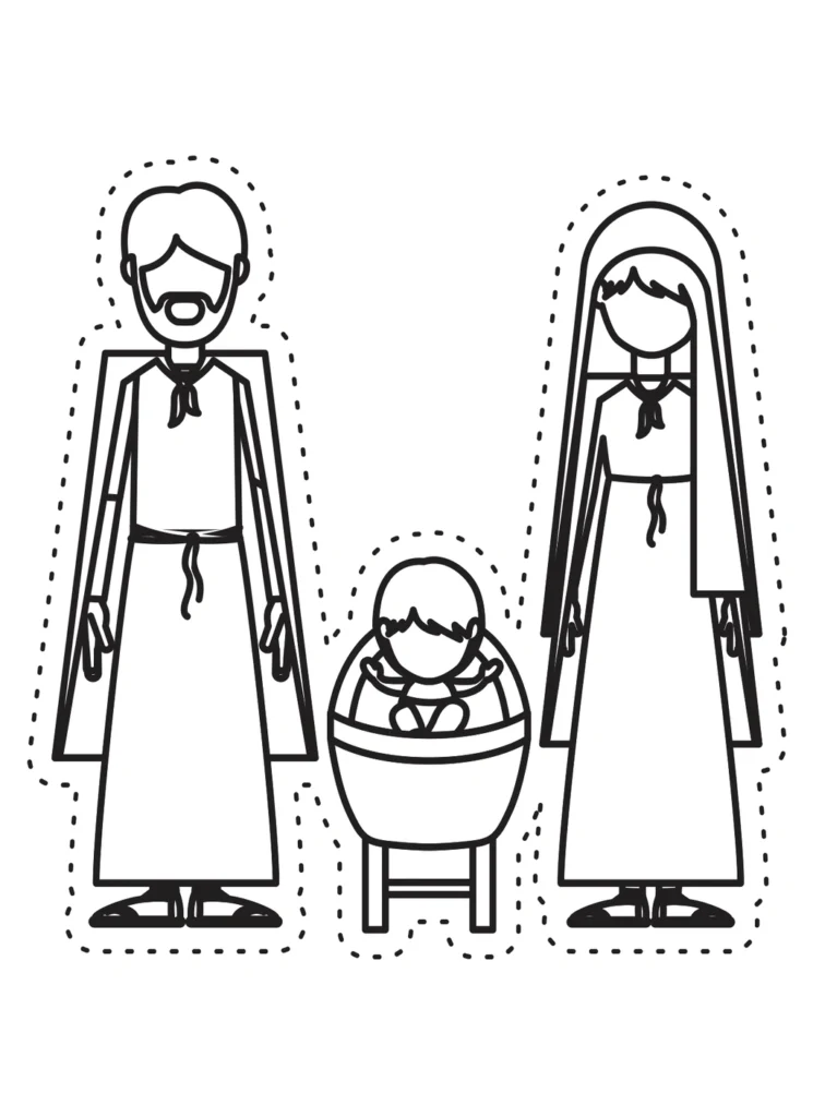 Christmas coloring book Mary Joseph Jesus cutouts - Hess UnAcademy