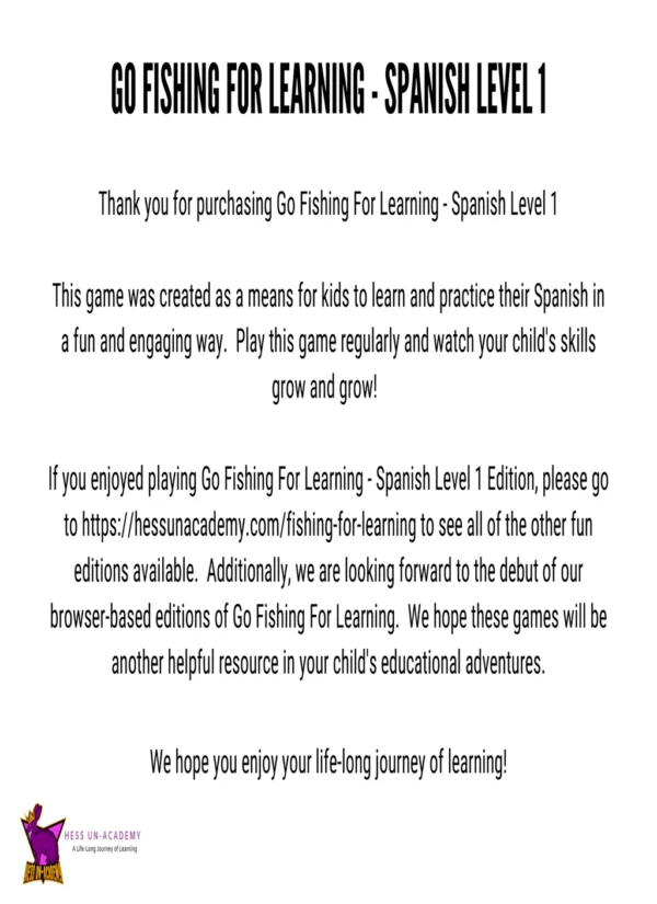 Go Fishing For Learning - Spanish Level 1 | Homeschool Resource
