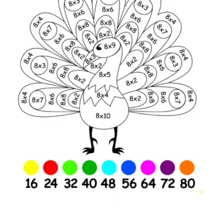 Dinosaur Multiplication Color by Number Worksheet 2-5 - Hess UnAcademy