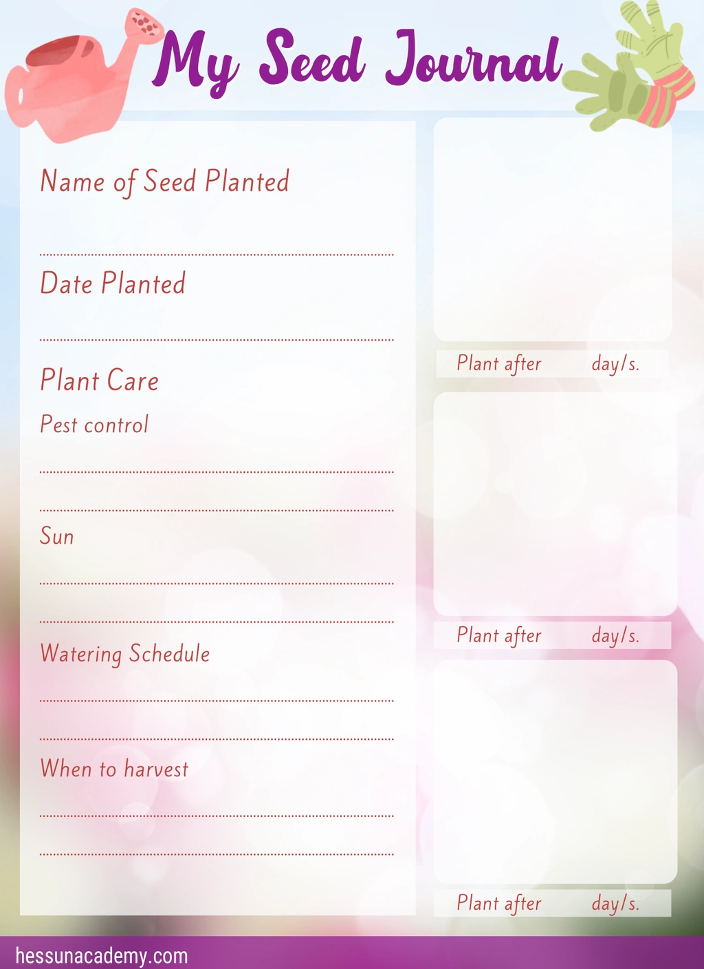 Seed Journaling Page - Hess UnAcademy