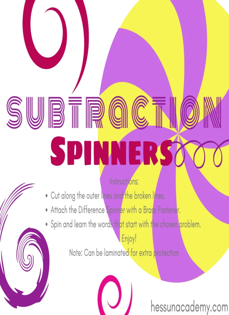 Free Subtraction Spinners: Engaging Homeschooling Resource from Hess ...