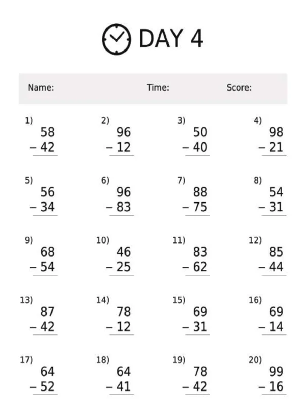 Subtraction Worksheets 100 pages - Hess UnAcademy